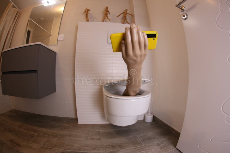 Hand Saving Smartphone from Toilet Fall Stock Image - Image of ...