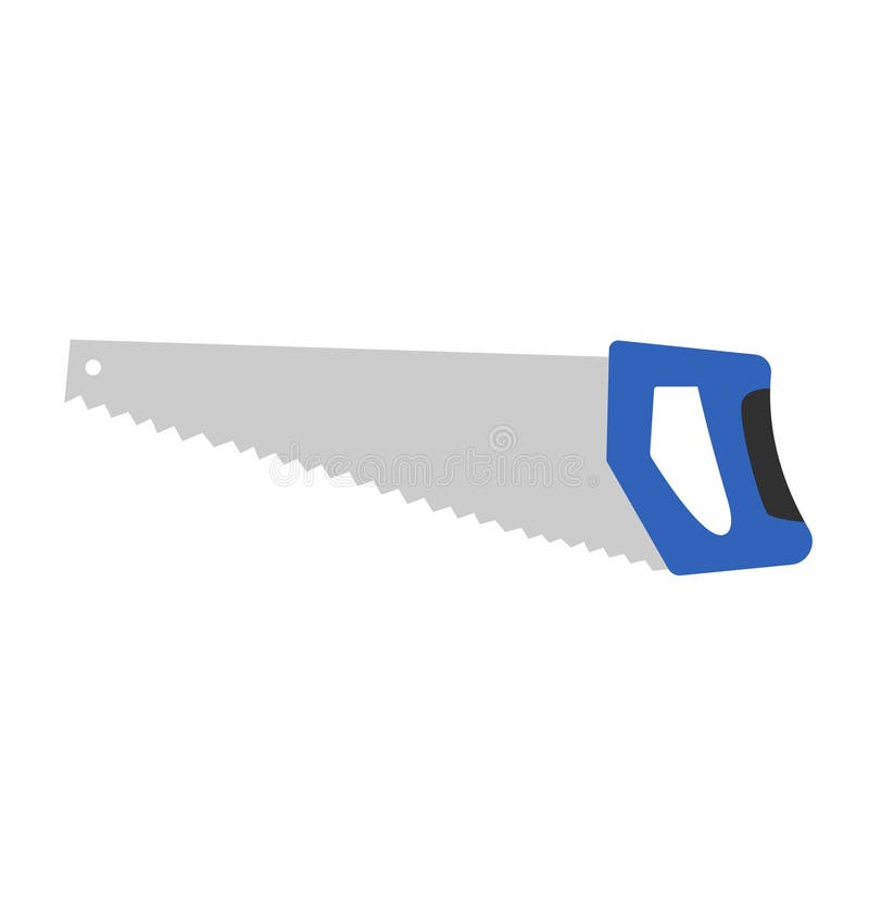 Hand Saw with Blue and Black Handle Isolated on White. Saw for Cutting ...