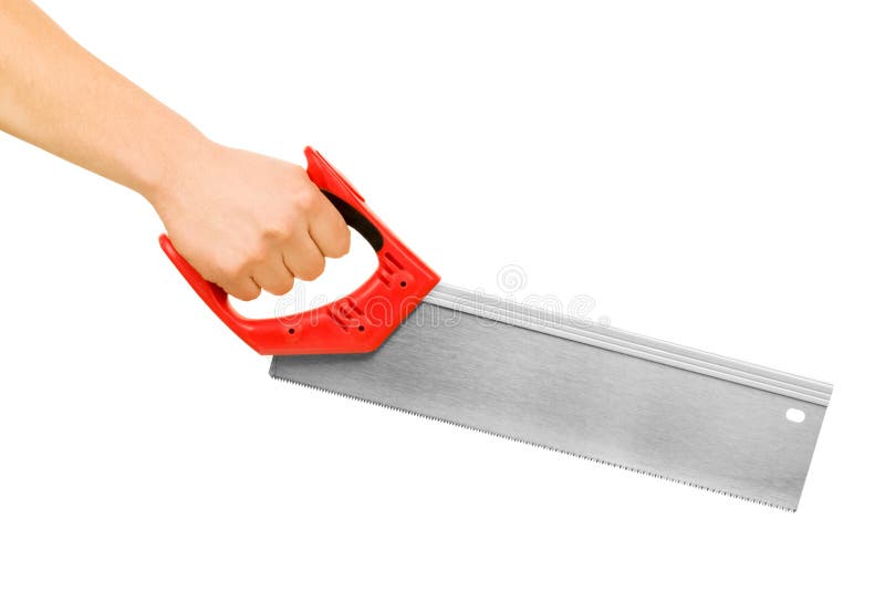 Hand with saw. stock image. Image of closeup, handsaw - 52411531