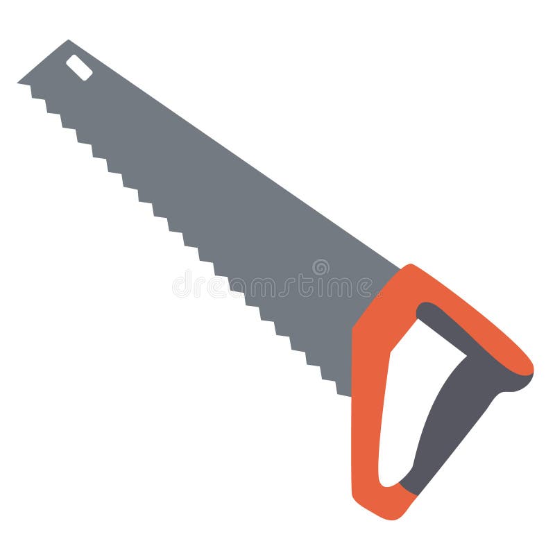 Hand Saw with Red Handle, Hand Drawn Flat Vector Illustration Stock ...