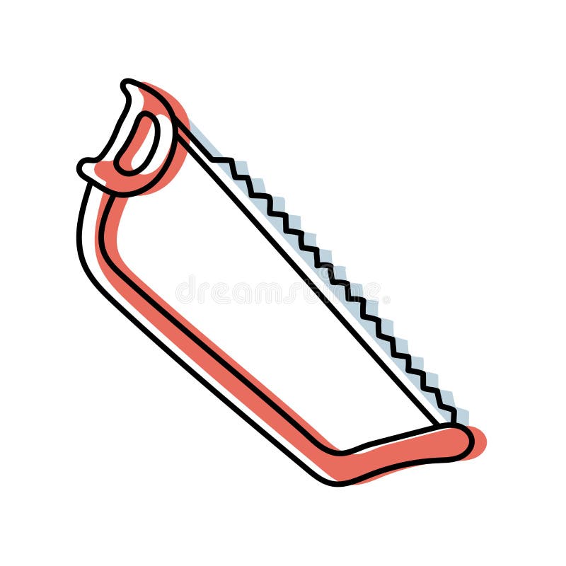 Hand Saw Sketch. Construction Tool. Color Vector Instrument ...