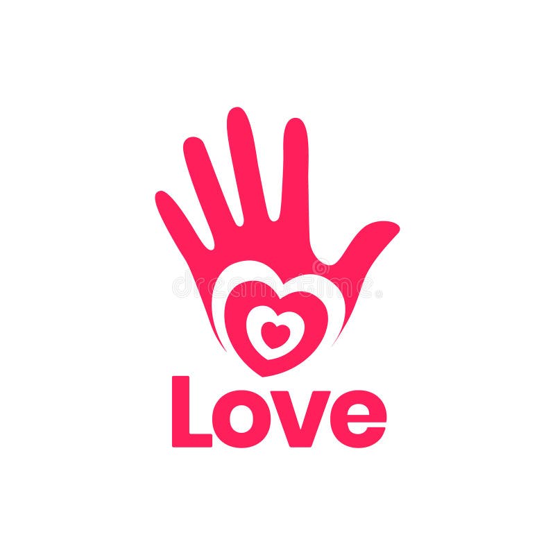 Hand Say Hello with Love Heart Logo Design Vector Icon Illustration ...
