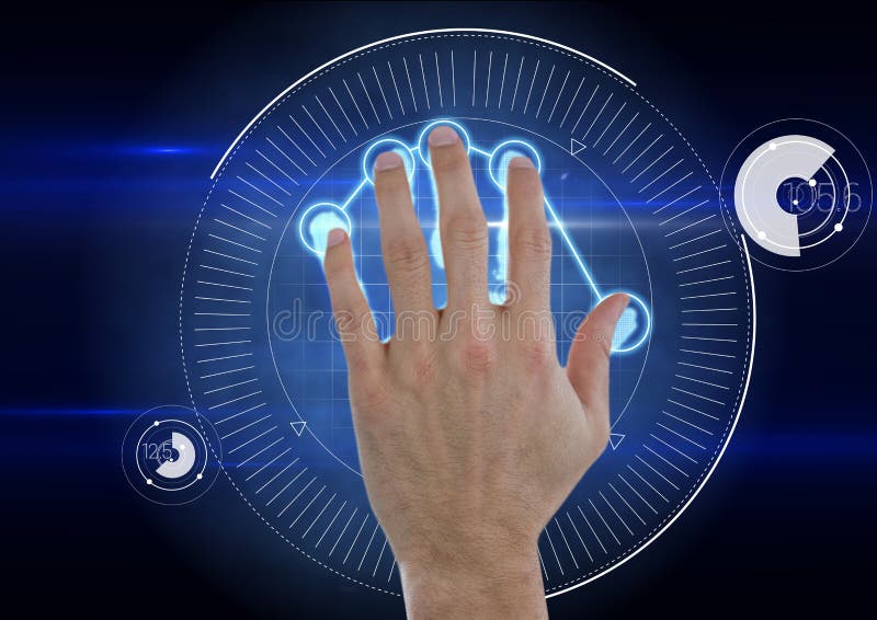 Hand Scan with Hand. Blue Background Stock Illustration - Illustration ...