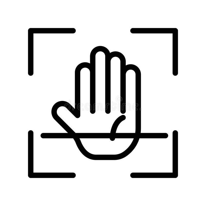 Hand Scan Icon Linear Logo Mark in Black and White Stock Vector ...