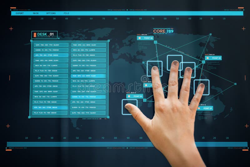 Hand Scan on Touch Screen Scanning for Data Access Stock Image - Image ...