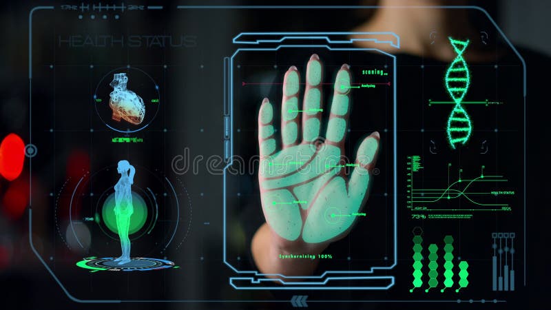 Hand Scanner Health Status Checking Process Analysing Biometrical ...
