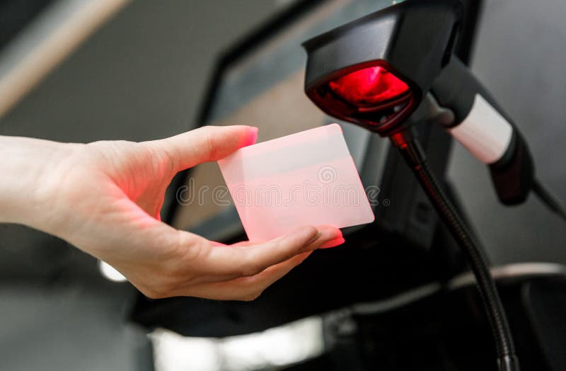 Hand Scanning Barcode on a Card on the Counter Stock Image - Image of ...
