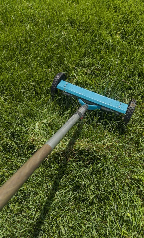 Hand Scarifier for Lawn in Action Stock Image - Image of second, remove ...