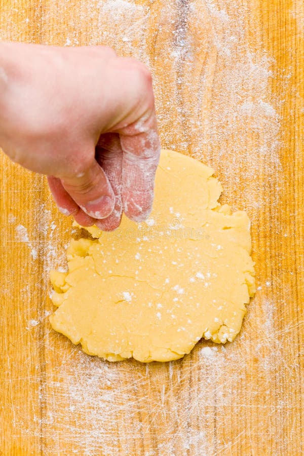 Hand Scattering Flour on Cookie Stock Image - Image of kitchen, board ...