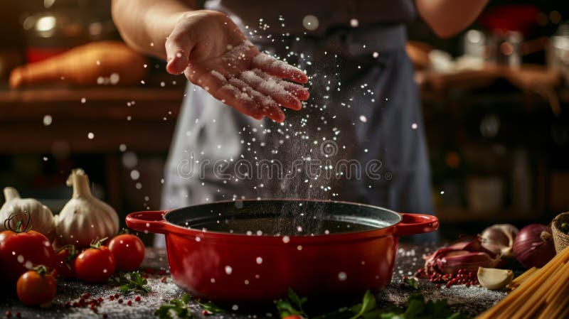 A Chef Seasoning the Meal. AI Generated Stock Photo - Image of lunch ...