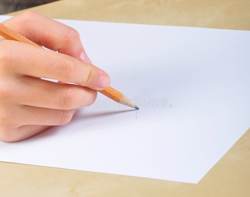 Hand Schreiben Auf Ein Unbelegtes Papier Stockbild - Bild von notizbuch ...