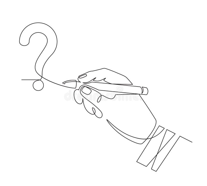 Hand Schreibt Fragezeichen. Skizzieren Sie Eine Zeile Hand Zeichnen ... Hand Schreibt Fragezeichen. Skizzieren Sie Eine Zeile Hand Zeichnen ...