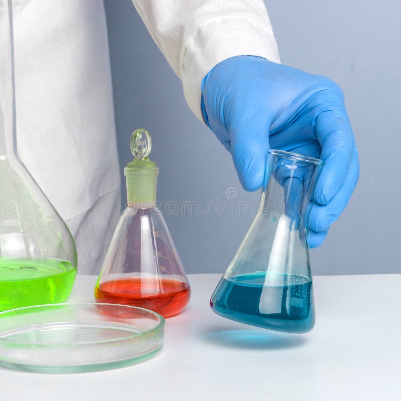 Hand of a Scientific Taking a Sample Tube Test. Workplace Lab Assistant ...