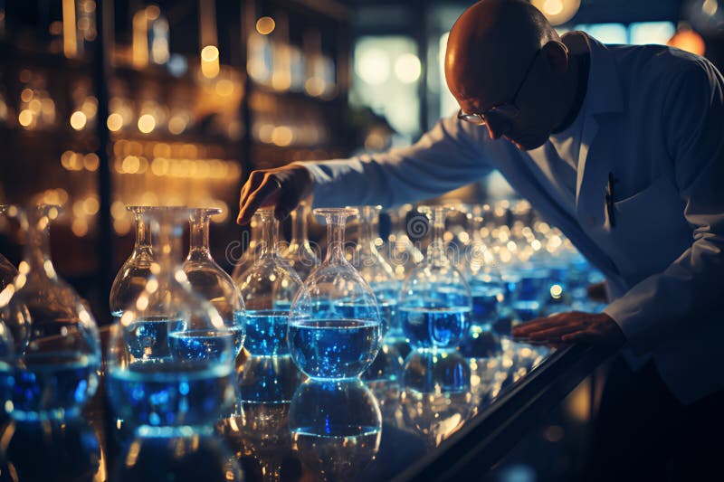 Hand of Scientist Holding Lab Glassware and Tested in Chemical ...