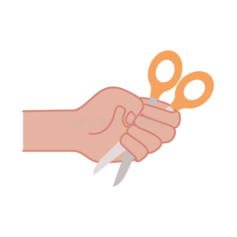 Hand with scissors stock illustration. Illustration of isolated - 76136107