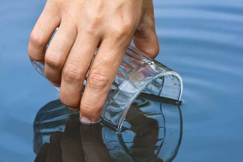 Hand Scooping Clean Water from a Pond Stock Image - Image of reflection ...