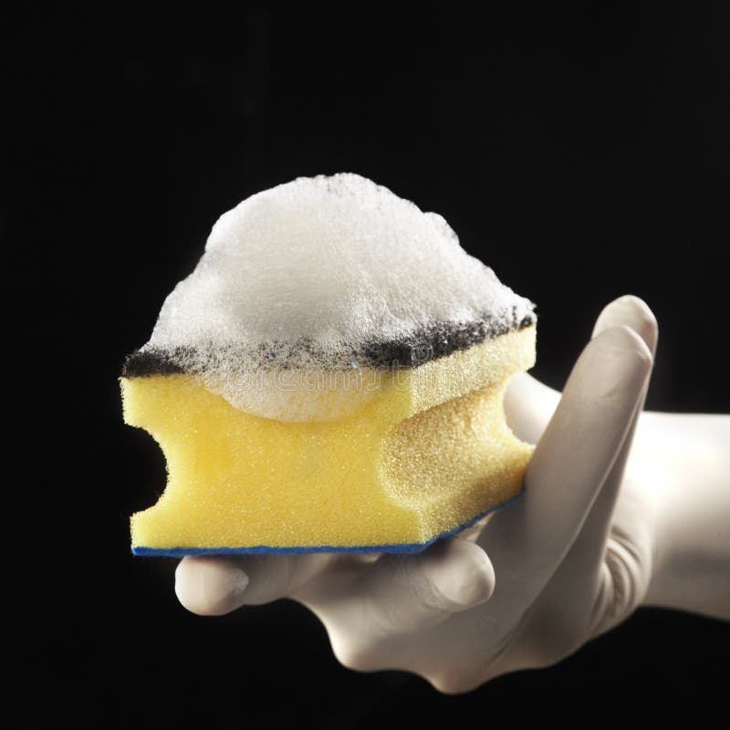 Hand with scourer stock image. Image of equipment, kitchen - 21635651