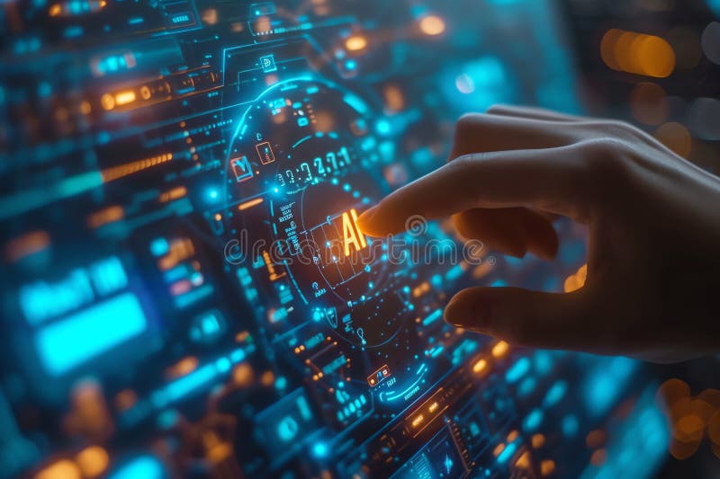 Hand on Screen, AI Generated Stock Illustration - Illustration of ...