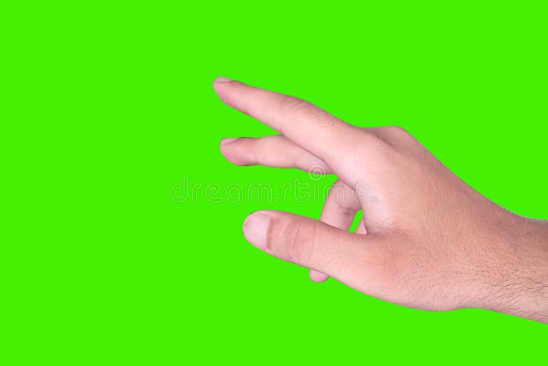 Hand Screen Touching Gesture with Green Screen Backdrop. Modern Young ...