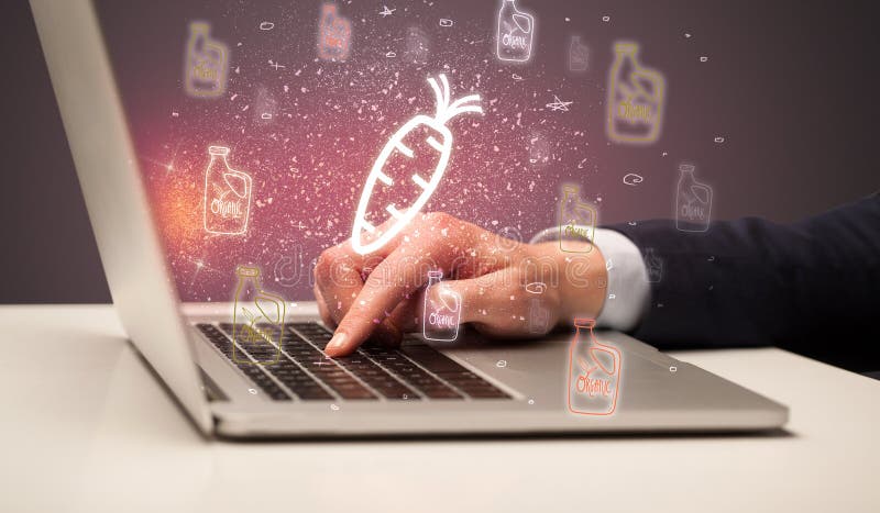 Hand Searching for Recipes on the Internet Stock Image - Image of ...