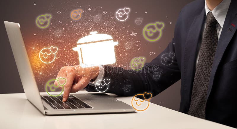 Hand Searching for Recipes on the Internet Stock Image - Image of ...