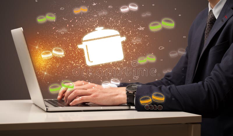 Hand Searching for Recipes on the Internet Stock Photo - Image of ...