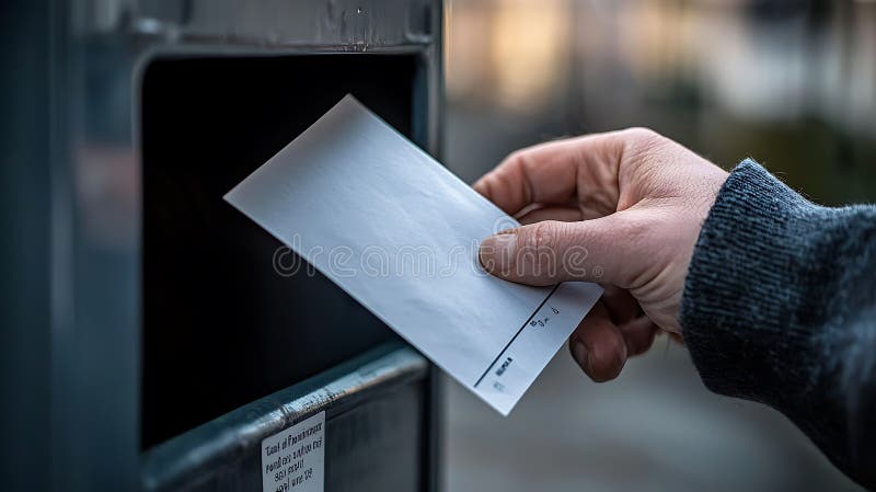 Hand is Seen Dropping Letter into Mailbox, Symbolizing Communication ...