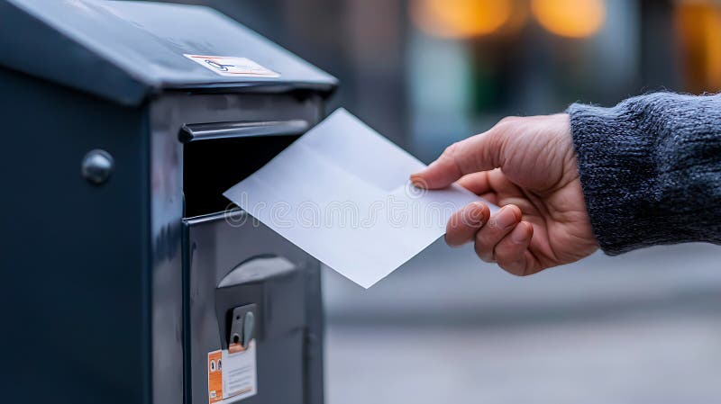 Hand is Seen Dropping Letter into Mailbox, Symbolizing Communication ...