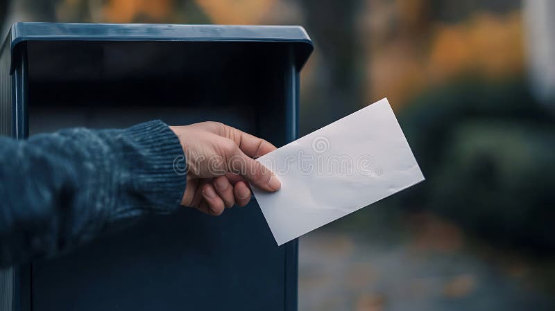Hand is Seen Dropping White Envelope into Mailbox, Symbolizing ...