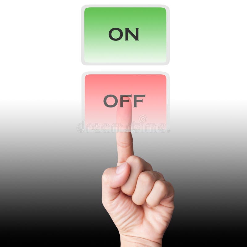 Hand Select on /off Touch Screen Stock Photo - Image of point, choose ...