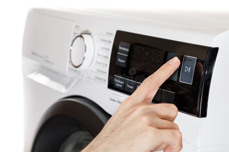 The Hand Select Settings for Laundry on Modern Digital Display. Close ...