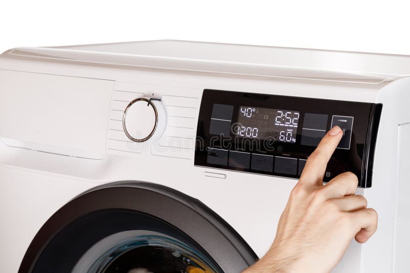 The Hand Select Settings for Laundry on Modern Digital Display. Close ...