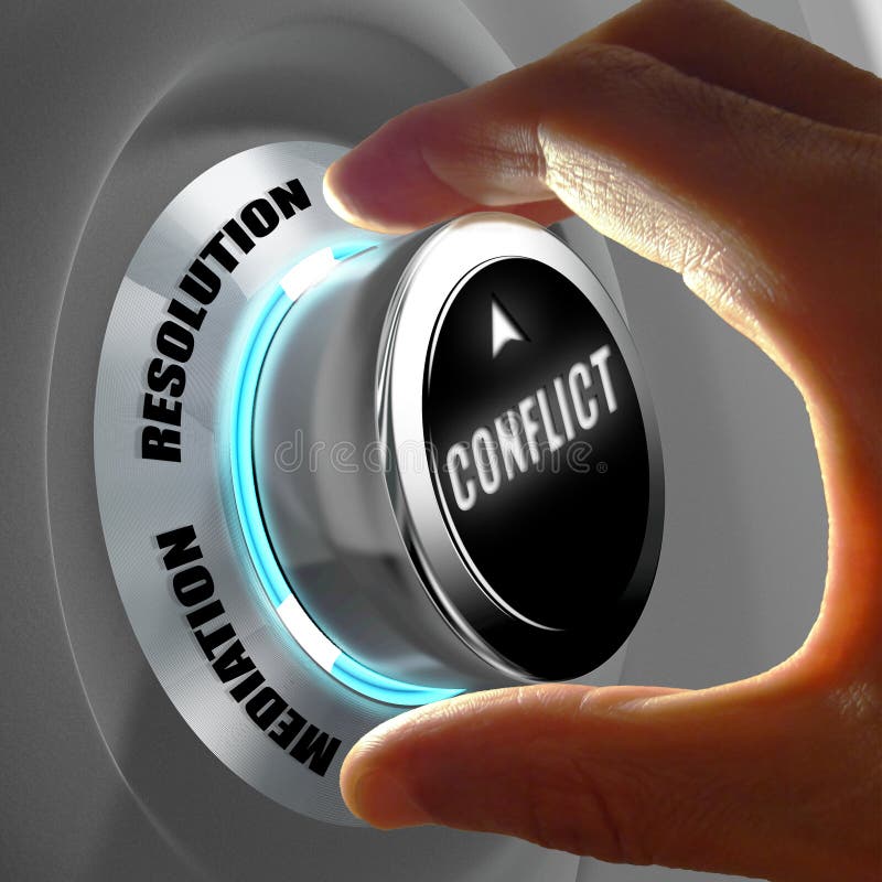 Hand Selecting Conflict Mediation Then Resolution. Concept. 3D ...