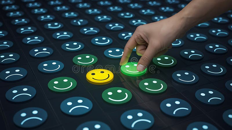Hand Selecting a Happy Face Emoji Symbolizing Positive Feedback and ...