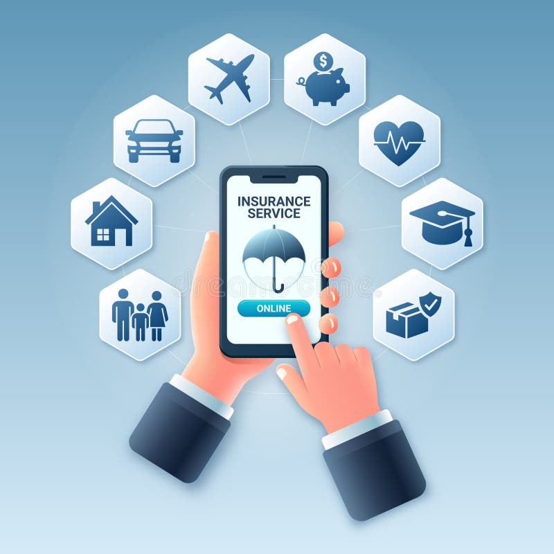 Insurance hand icons set. stock vector. Illustration of design - 48817363