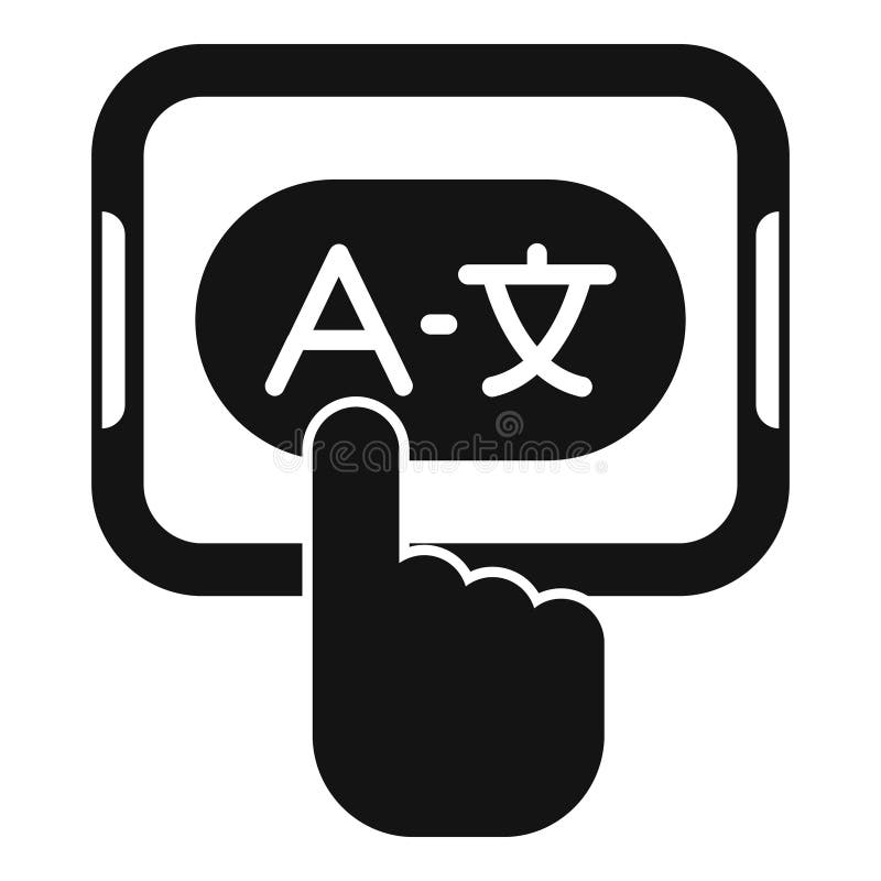 Hand Selecting Language on Tablet Computer Icon Stock Vector ...
