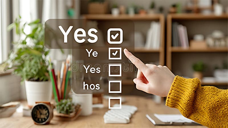 Hand Selecting Options from Digital Checklist with Modern Design and ...