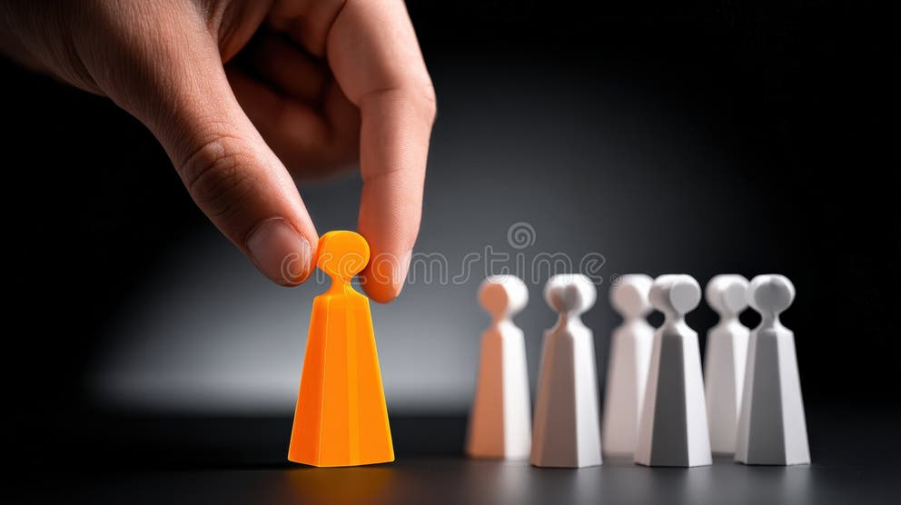 A Hand Selecting an Orange Figure from a Group of White Figures ...