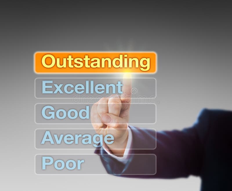 Hand Selecting OUTSTANDING by Touch Stock Image - Image of appraisal ...