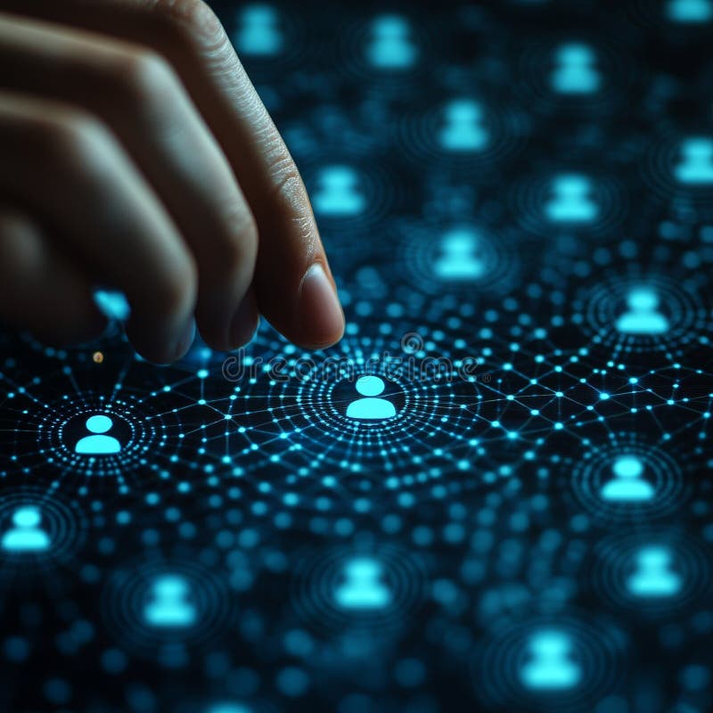 Hand Selecting Person Icon from Digital Employee Directory, HR ...