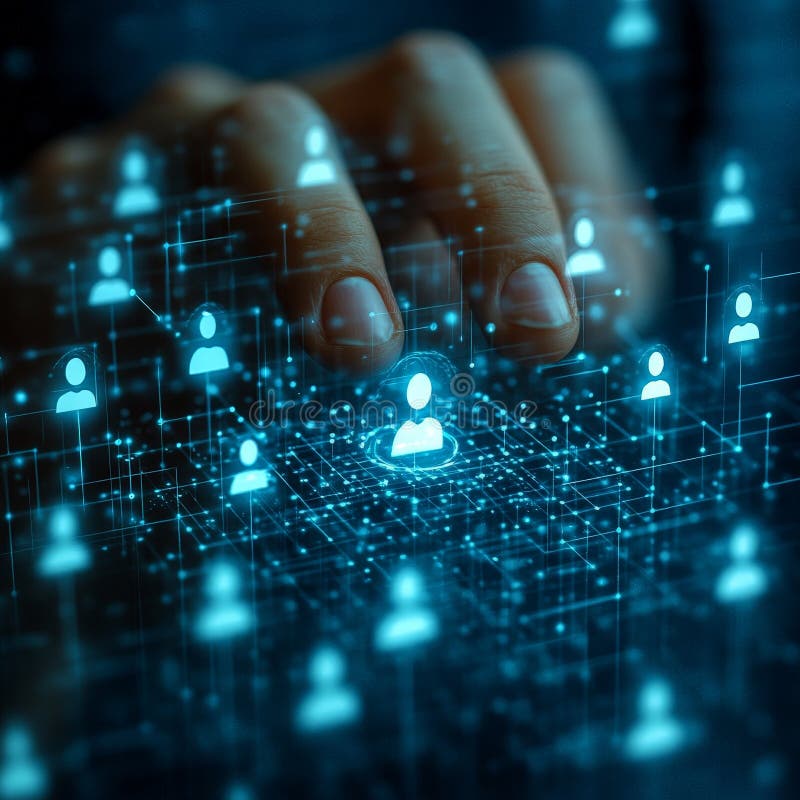 Hand Selecting Person Icon from Digital Employee Directory, HR ...