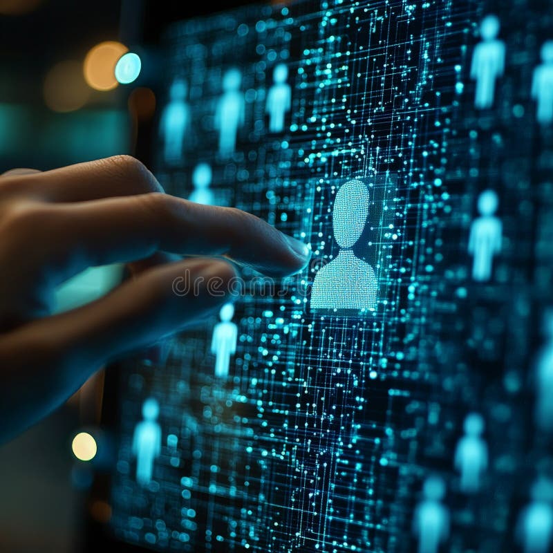 Hand Selecting Person Icon from Digital Employee Directory, HR ...