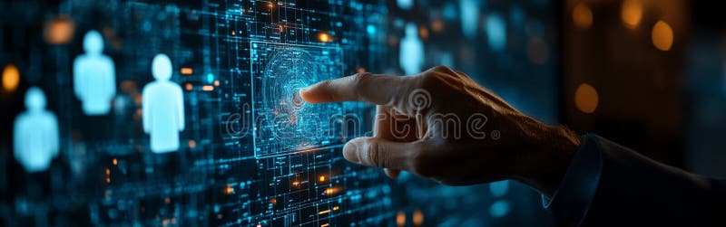 Hand Selecting Person Icon from Digital Employee Directory, HR ...