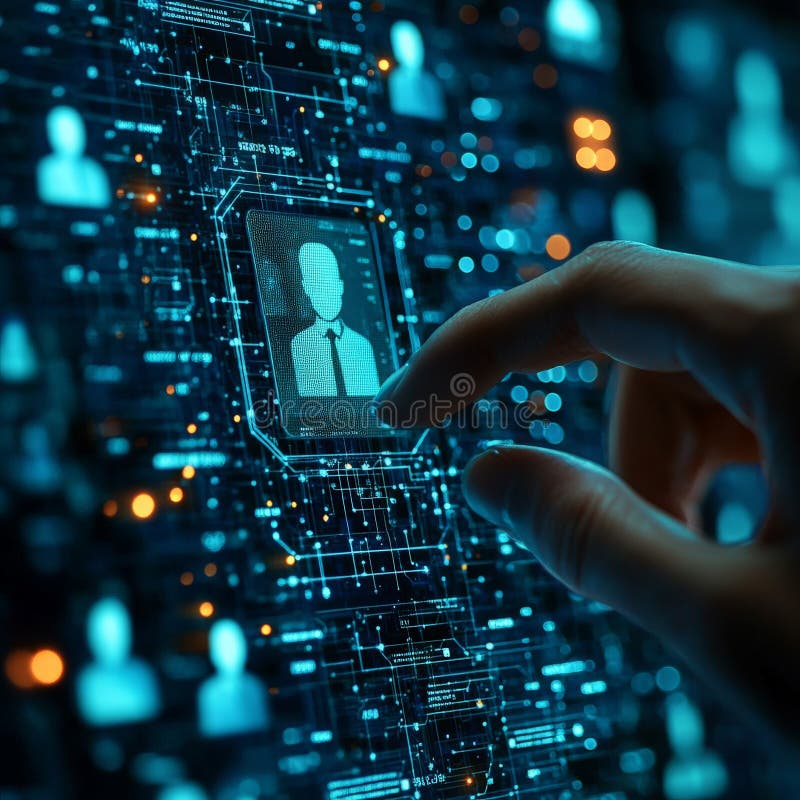 Hand Selecting Person Icon from Digital Employee Directory, HR ...