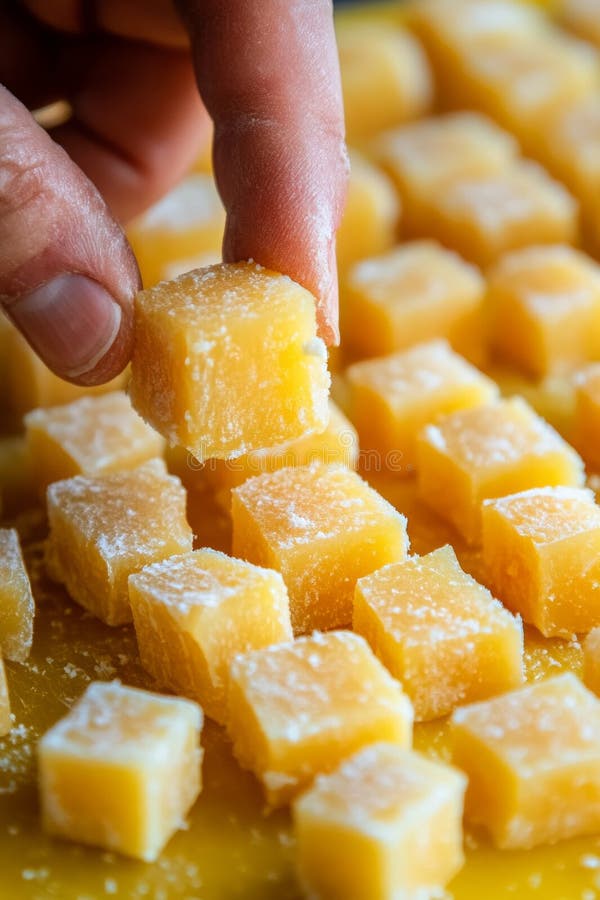 A Hand Selects a Small Cheese Cube from a Colorful Array of Freshly ...