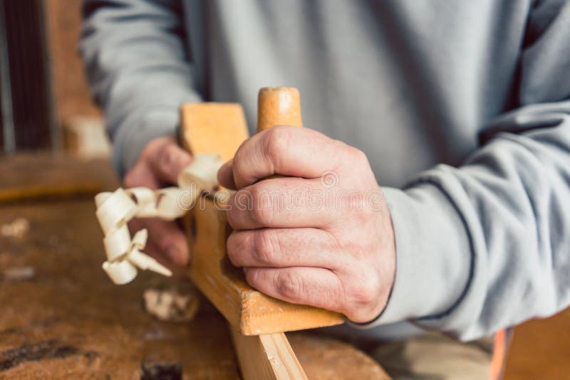 Hand of a Senior Carpenter with Wood Planer Stock Image - Image of ...