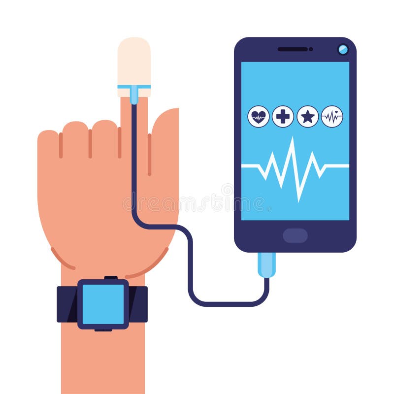 Hand and sensor stock vector. Illustration of sensor - 229871369