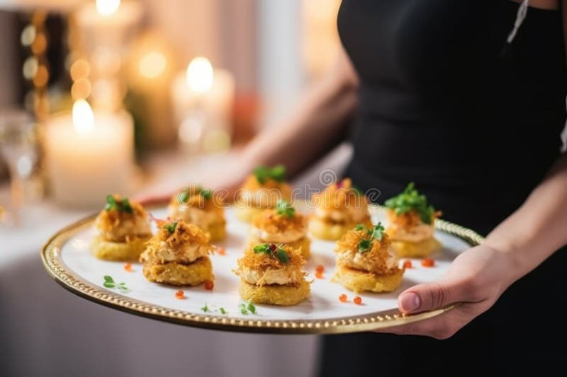 Hand Serving Mini Crab Cakes in a Cocktail Party Stock Illustration ...