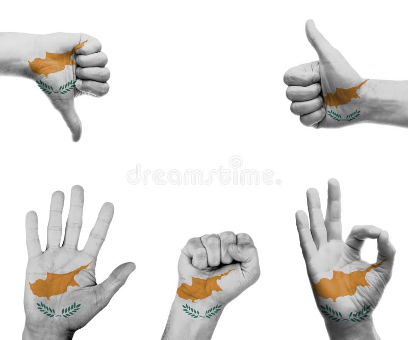 Hand Set with the Flag of Cyprus Stock Photo - Image of people, male ...
