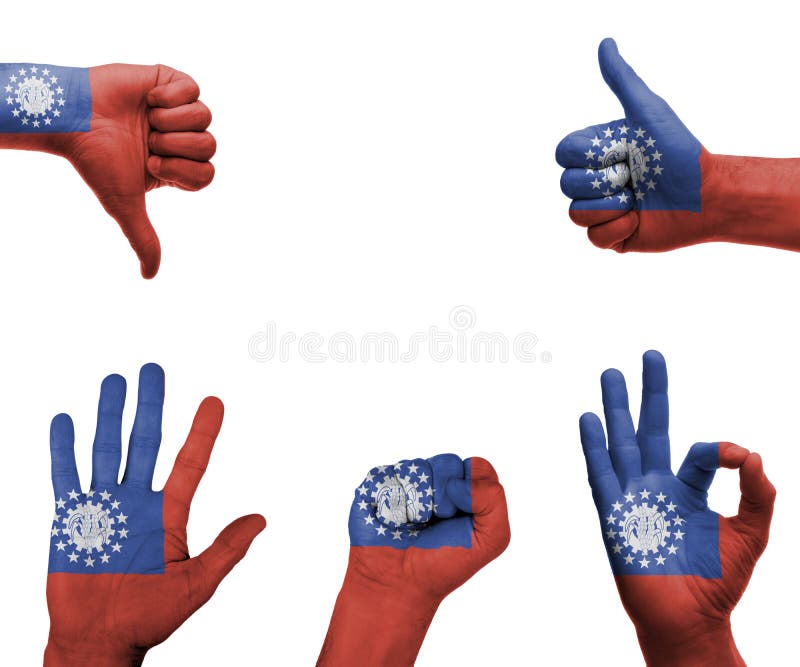 Hand Set with the Flag of Myanmar Stock Image - Image of isolated ...